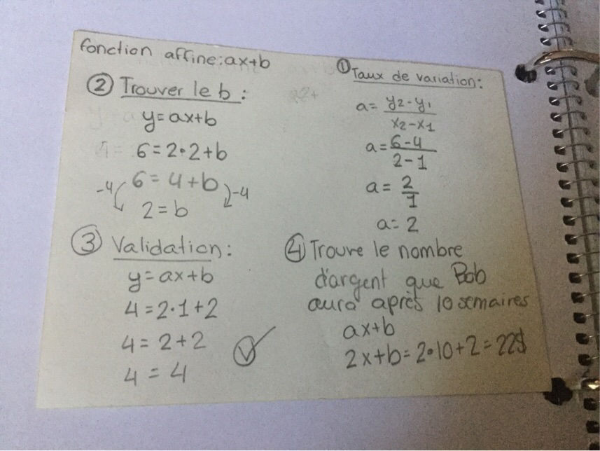 Devoir de math secondaire 4 | Flashcards